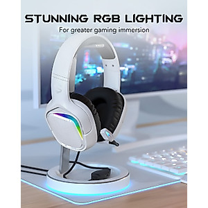 Black Shark Gaming Headset for PC, PS4, PS5, Xbox, Switch, All-in-1 Gaming Headphones with Ultra-Clear Bendable Mic, 50mm Dynamic Drivers, Noise Isolation Ear Cushions, in-line Controls - White