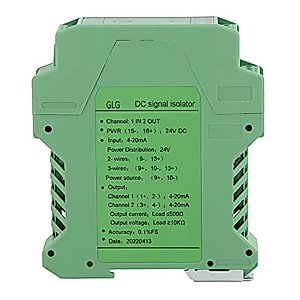 DC Conditioner, DC 24V DC Current Isolator Transmitter 4-20mA PLC Detect Conditioner(1 in 2 Out, 4-20mA to 4-20mA)