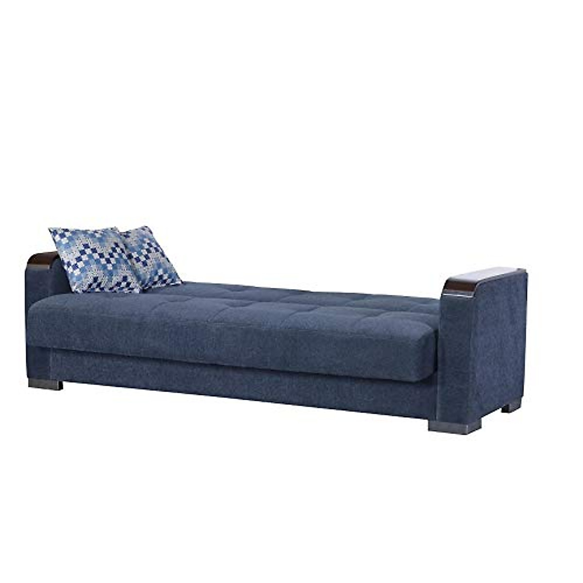 BEYAN Zurich Modern Upholstered Tufted Sleeper Sofa with Storage, 89", Blue