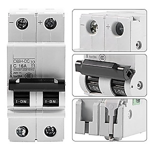 250 V DC 2P Miniature Circuit Breaker, Overload Protection Solar Disconnect, Photovoltaic Control Circut for Solar Panels Grid System Wind Solar Hybrid System Many Other DC Systems, 63A