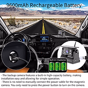 Wireless Backup Camera Solar Magnetic for Car RV Trailer Truck Camper 5th Wheels Hitch Towing No Wiring No Drilling Rechargeable Night Vision Portable Backup Camera with 5" 1080P HD 2-Split Monitor