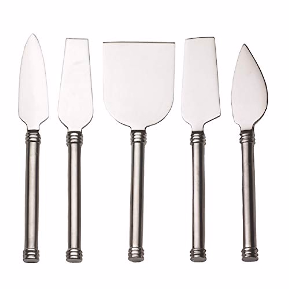 RSVP International Endurance® Stainless Steel Cheese Knives, Set of 5 | Five Different Blades | Cut & Serve Cheeses in Style | Great for Parties, Events, or Home Use | Dishwasher Safe