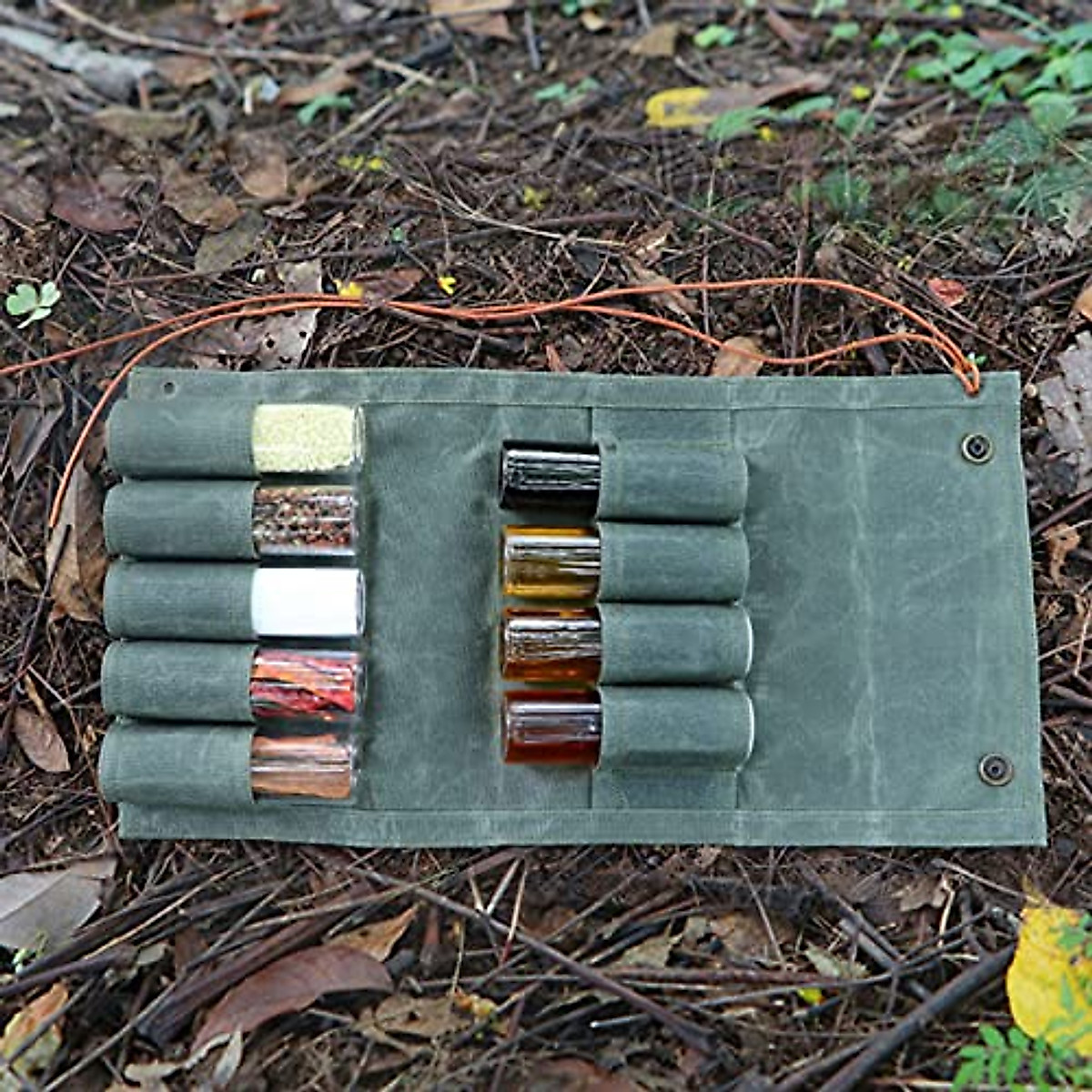 Ivyoiux Spice Jar with Storage Bag Food Seasoning Bottle Salt/Sugar Holder Jar Gadget for Outdoor Camping Picnic 9Pcs Green