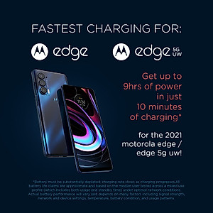 Motorola Edge (2022) Soft Protective Black Case + 9H Glass Screen Protector + TurboPower 30W Charger and 3.3ft USB-C Cable Bundle (Not for Edge+ (Plus) 2022)