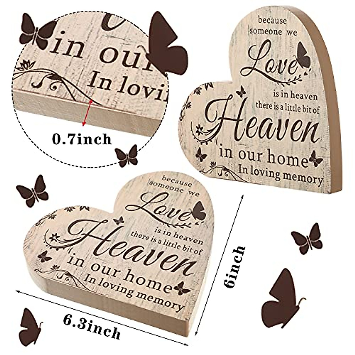 Sympathy Gift Bereavement Memorial Decor Sign Loss of Loved One Remembrance Sign Heart Memorial Present Condolence Sign Loss of Mother Father Sympathy Gift for Home Living Room Table Centerpiece Decor