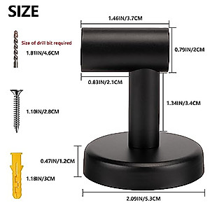 Bathroom Towel Hooks Black- 2 Pack Towel Holder Wall Mounted, Stainless Steel Coat Keys Hook Robe Rack Matte Black Shower for Bedroom Kitchen Hotel