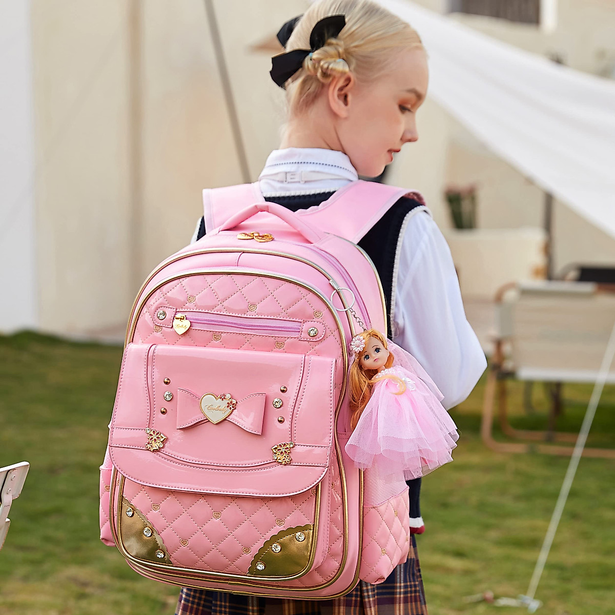 AO ALI VICTORY Backpack for Girls, Waterproof Kids Backpacks School Bag Toddler Bookbags Cute Travel Daypack (Large, A-Pink)