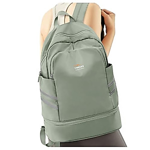 Gym Backpack for Women with Shoes Compartment & Wet Pocket, Large Travel Backpack Waterproof, Sports Backpack Gym Bag,Green