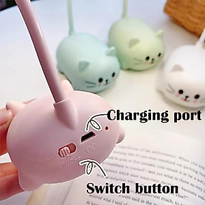 Desniltol LED Kids Lamp, Mini Cat Table Lamp, Portable LED Night Light, Cute Desk Lamp, Foldable USB Rechargeable Reading Light Children's Bedroom (Pink)