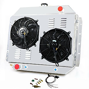 Cubauto 3 Row Radiator Compatible For 1966-1979 Ford Bronco F100 F150 F250 F350 77 75 73 69 67,High Performance Automotive Radiator + Shroud fan + Relay Kit