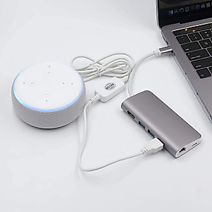 USB 5V to DC 12V Power Cable, Compatible with Amazon Echo Spot and Echo Dot 3rd Generation, USB Voltage Step Up Converter Cable, Power Supply Adapter Cable, DC 5V to DC 12V Cable (White)