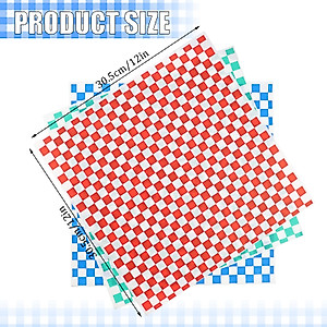 Hslife 180 Sheets Checkered Dry Waxed Deli Paper Sheets, Paper Liners for Plasic Food Basket, Wrapping Bread and Sandwiches(11.6''x11.6'',6 Colors)