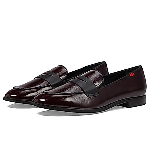 Marc Joseph New York Bryant Park Loafers for Women – Leather Sole Insert – Flexible Rubber Sole – Penny Strap Wine Svelte Patent 9.5 M