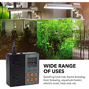 BN-LINK Digital Temperature Controller Heating Cooling 2-Stage Outlet Thermostat Controller Plug for Reptiles Aquarium Carboy Homebrew Breeding Fermenter Seed Germination °C/°F -40-176°F 15A/1875W