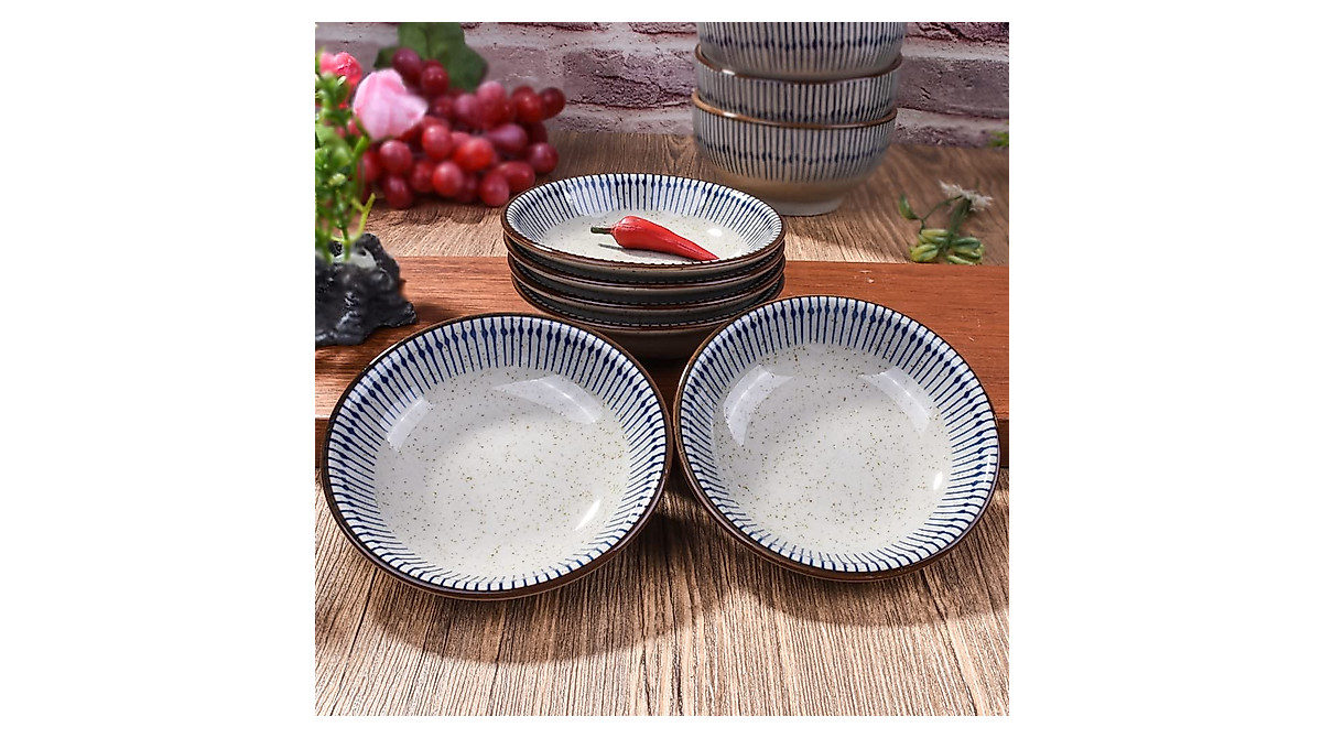 LMRLCS 6-Pc Ceramic Soy Sauce Dish Set for Sushi