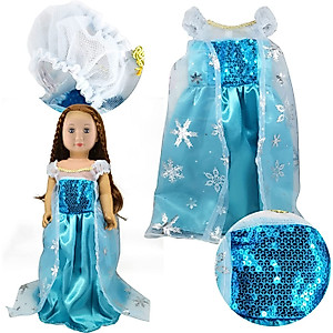 18 inch Doll Clothes ,6Pcs Princess Costume Include Bella,Cinderella,Snow White,Rapunzel,Princess Elsa and Aurora Fits All 18 inch Girl Dolls