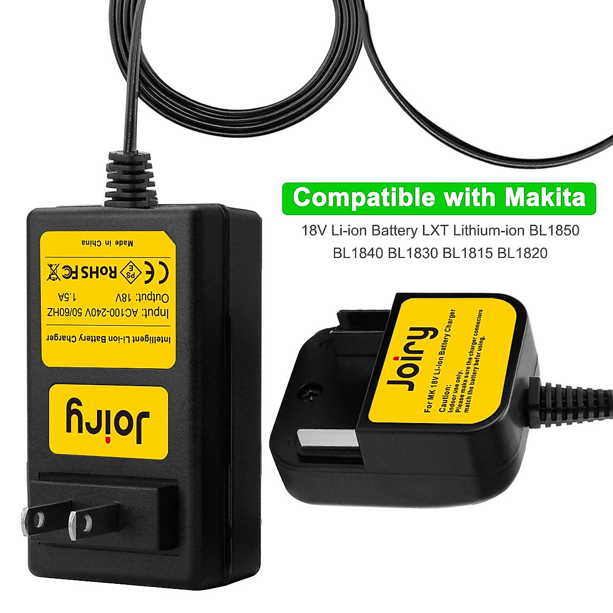 Joiry 18V Li-ion Battery Charger Compatible with Makita BL1830 BL1815 194205-3 LXT400 BL1850 BL1840 BL1860 (NOT for Ni-MH/Ni-Cd Battery)