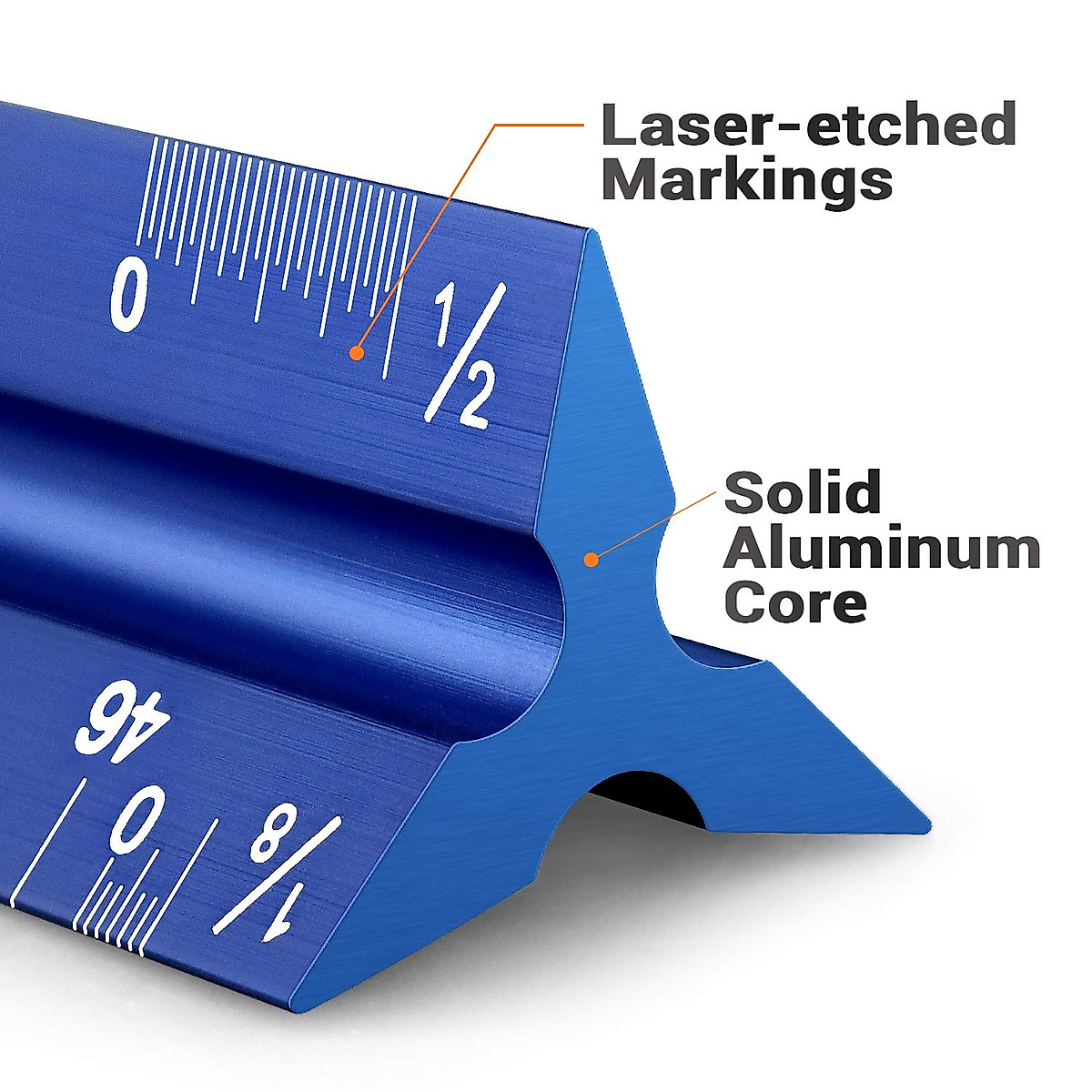 12" Architectural Scale Ruler Aluminum Architect Scale Triangular Scale Ruler for Architects, Draftsman, Students and Engineers, Blue