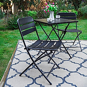 PHI VILLA Metal Steel Patio Dining Chairs Set of 2,Outdoor Bistro Chairs,Foldable Patio Dining Chairs for Garden,Backyard, Lawn, Porch, Poolside and Balcony,2 Packs