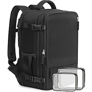Travel Backpack for Men Women, Large Carry On Backpack Airline Approved,TSA 17.3 inch Laptop Backpack, Waterproof Backpack, College School Bag Casual Daypack for Weekender Business Hiking, Black