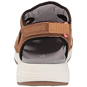 Clarks Women's Solan Sail Flat Sandal, Dark Tan Leather/Suede, 8