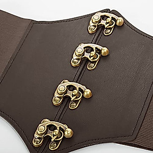 Scarlet Darkness Corset Belt for Women Steampunk Goth Pirate Buckles Wide Waist Cincher Brown XL