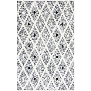 Safavieh Casablanca Collection Area Rug - 8' x 10', Black & Ivory, Handmade Bohemian Rustic Trellis Wool, 0.5-inch Thick Ideal for High Traffic Areas in Living Room, Bedroom (CSB980Z)