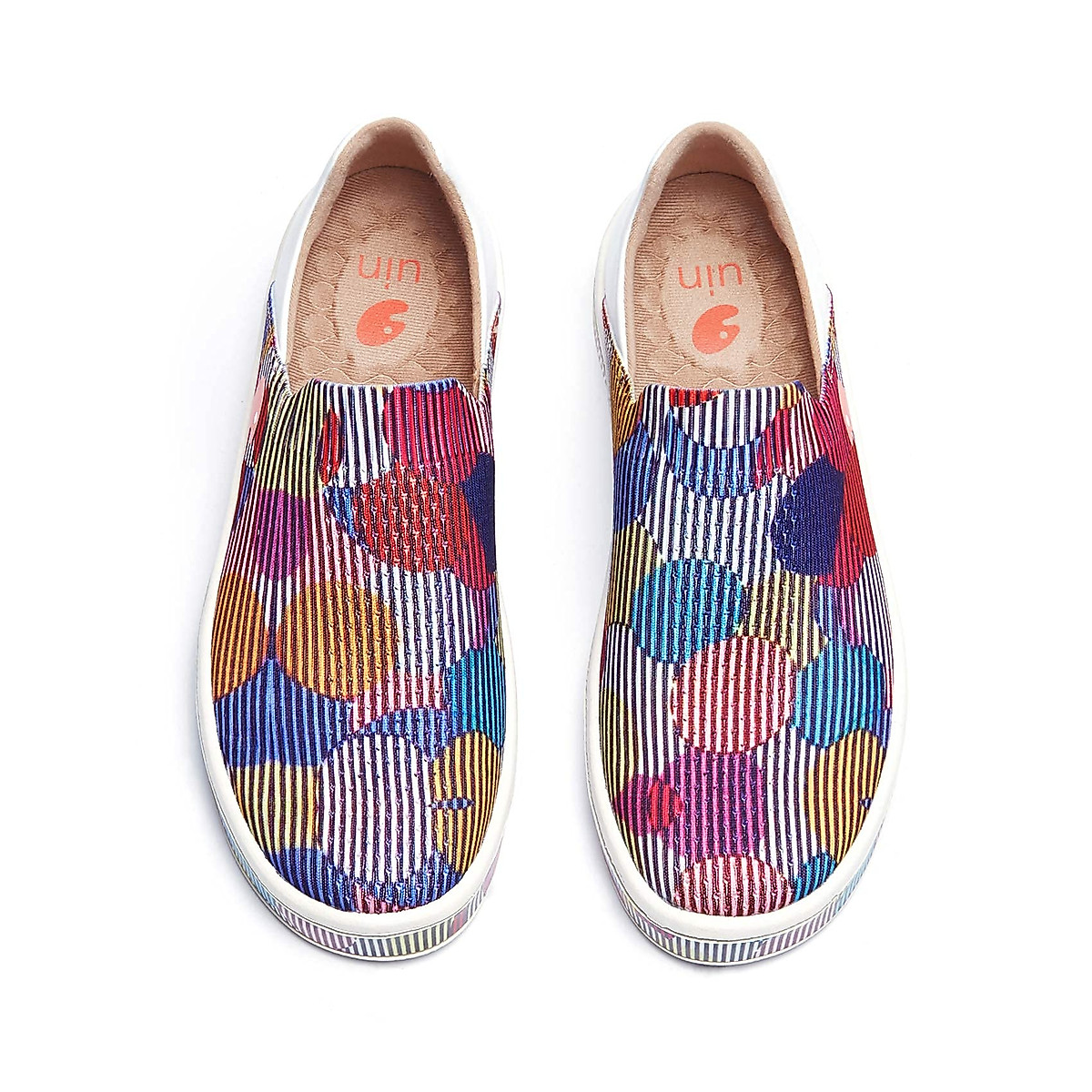 UIN Women's Fashion Sneakers Lightweight Walking Casual Slip Ons Art Painted Athletic Travel Skate Shoes Knitted Cordoba Colored Bubble (9)