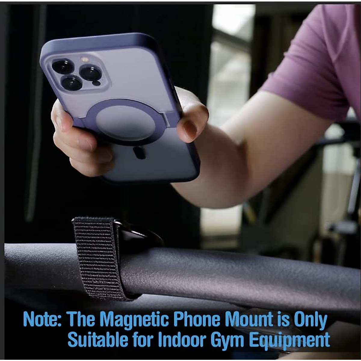 CoStySee Magnetic Phone Mount for Gym,Fitness Mount with Velcro Strap for Watching/Record Video/Taking Photo in Indoor Cycling/Treadmill,Compatible with Magsafe and iPhone 14/13/12 Series…