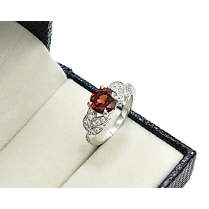 Unique Natural 8 MM Garnet Ring 925 Sterling Silver January Birthstone Solitaire Ring Garnet Jewelry Proposal Ring Birthday Gift For Girlfriend (RG-7772) (Sterling Silver, 9 US)