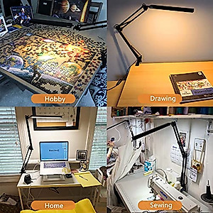 PSIVEN LED Architect Desk Lamp, Metal Swing Arm Dimmable Task Lamp, Eye Care Table Lamp with Clamp (3 Color Modes, 10-Level Dimmer, Memory Function) Highly Adjustable Office, Craft, Workbench Light