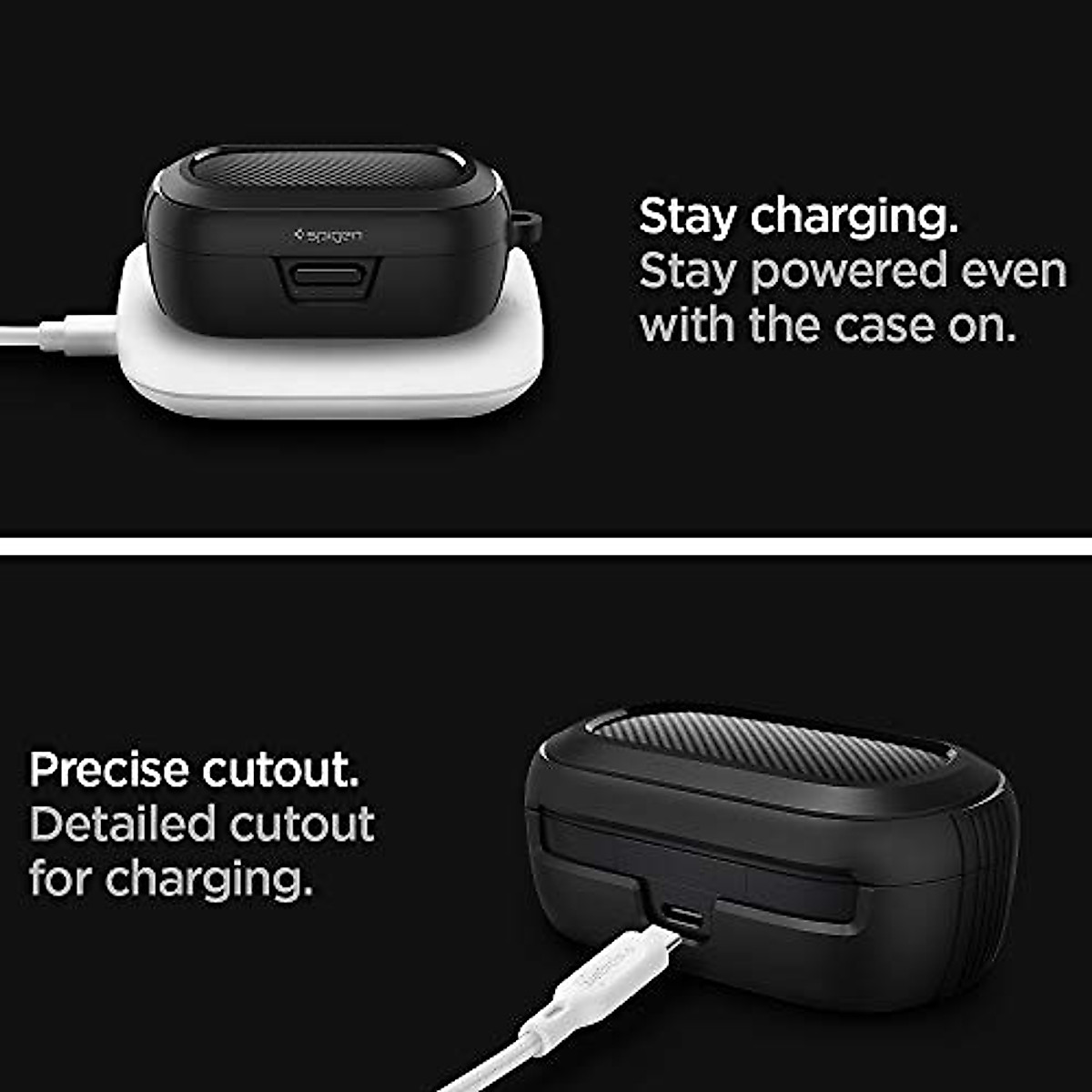 Spigen Rugged Armor Designed for Bose QuietComfort Earbuds Case Cover (2020) - Matte Black