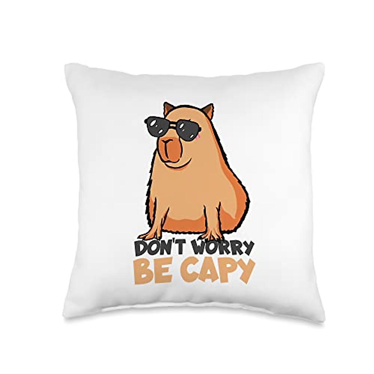 Capybara Gifts for Men & Women Don't Worry Be Capy Capybara Throw Pillow, 16x16, Multicolor