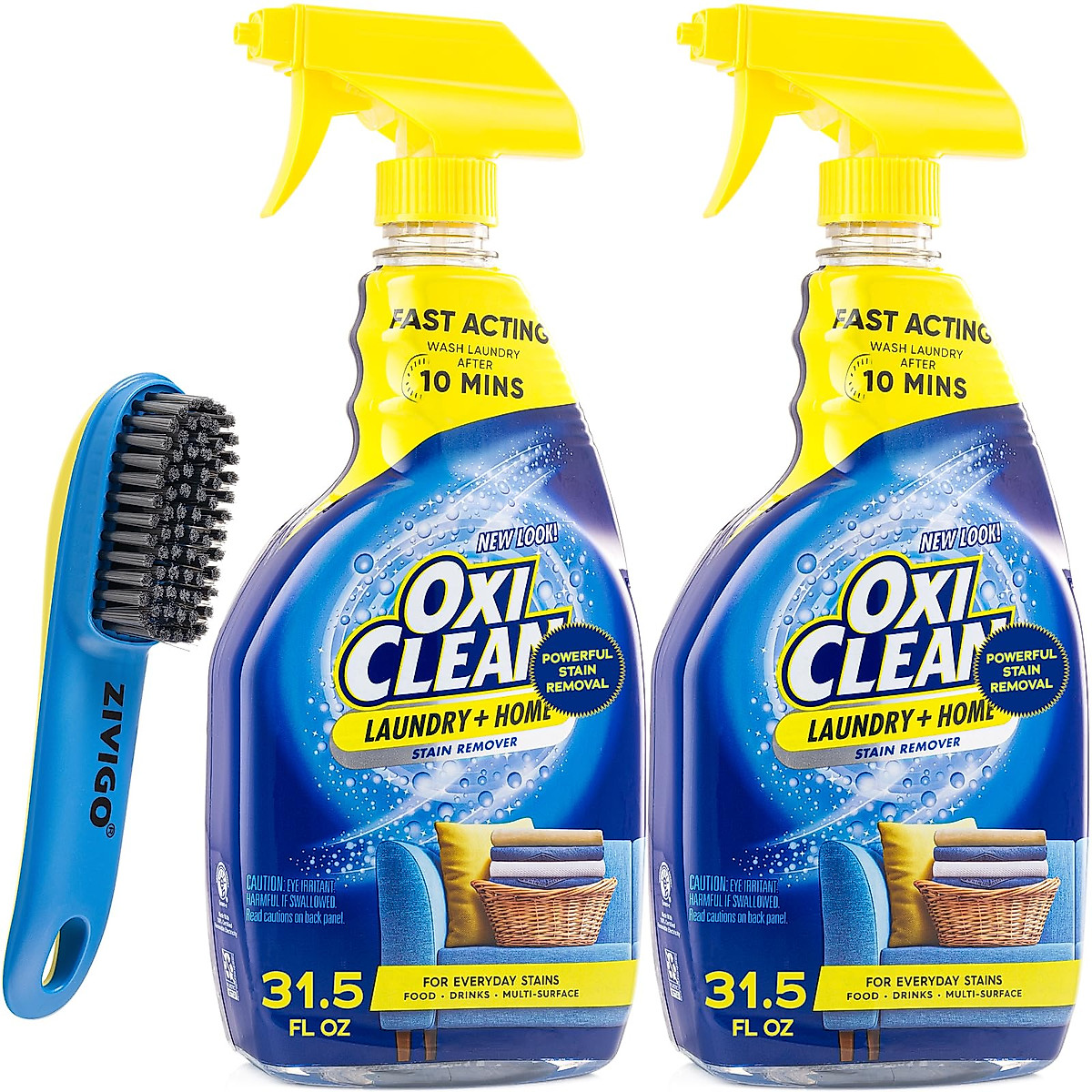 Oxi, Clean Laundry Stain Remover, 31.5 oz, (Pack of 2) - with Zivigo Laundry Brush Stain remover