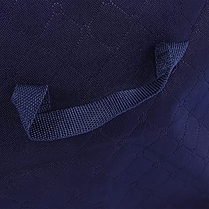 Clothes Storage Bag, Handle Design Double Zipper Non‑woven Fabric and PVC Fabric Clothes Storage Basket for Daily Storage Requirements for Storing Quilts(Cross section navy blue)