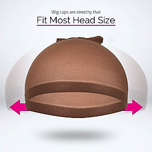 FANDAMEI Wig Cap, 4 pieces Dark Brown Stocking Wig Caps Stretchy Nylon Wig Caps for Women