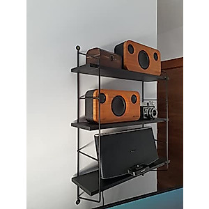 Industrial Wall Mounted 3-Tier Floating Shelf, Adjustable Wall Storage Rack, Decorative Hanging Display Shelf for Bedroom, Living Room, Bathroom, Kitchen, Office