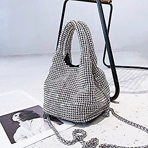 Denhuaki Handle Full Rhinestone Evening Clutch Bag for Women Shinny Bling crystal shoulder bag Purse Handbag Party Wedding Crossbody Bag