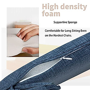 Magpie Fabrics Outdoor/Indoor 17"x16"x2" Chair Cushions with Ties Set of 2, Waterproof U-Shape Seat Pads Decoration for Patio Garden Furniture Home Office (Navy Blue Textured)