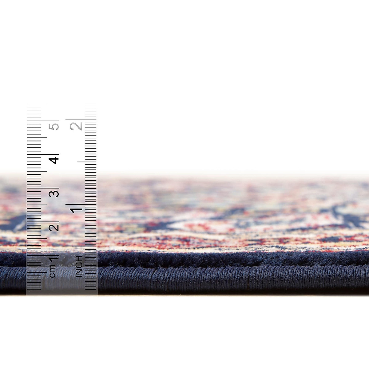 Rugs.com Rabia Collection Rug – 2' 7 x 12' Runner Navy Blue Low Rug Perfect for Hallways, Entryways