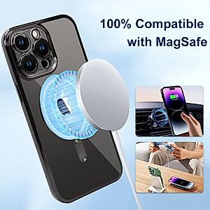 ZIYE Magnetic Case for iPhone 14 Pro Max Case [Compatible with MagSafe] Camera Lens Protector Plating Luxury Cover for Women Men Clear Soft TPU Shockproof Protective Phone Case - Black