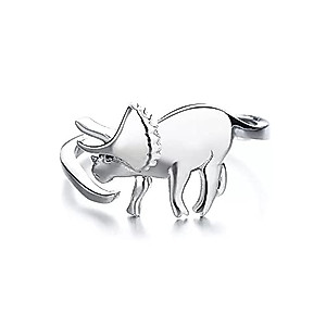 COLORFUL BLING 4Pcs Dinosaur Rings Stegosaurus Tyrannosaurus Triceratops Adjustable Rings for Hip Hop Hippie Style Cool Jewelry Women Men (4Pcs)