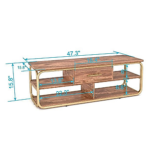 Annivia Television Stands TV Console Table with 4 Storage Shelves & Drawer -Universal TV Stand Media Cabinet for Flat Screen TV, Coffee Table Home Entertainment Center for Living Room, Office,Rosewood