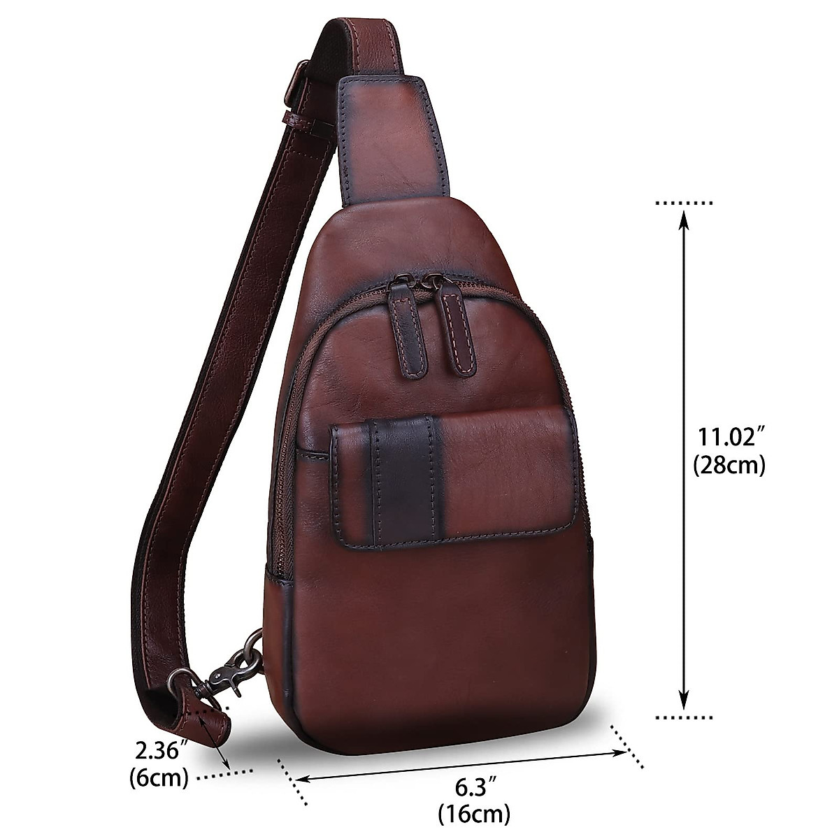 Genuine Leather Sling Bag Hiking Sling Backpacks Fanny Pack Vintage Handmade Crossbody Chest Daypack Shoulder Bag (Coffee)