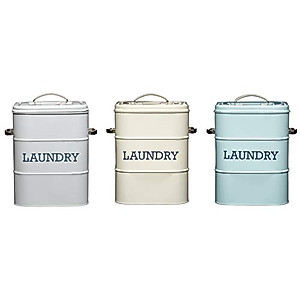 KitchenCraft Living Nostalgia 3 kg Metal Laundry Powder Tin, 19 x 16 x 27 cm - French Grey