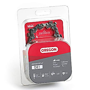 Oregon D81 AdvanceCut Replacement Chainsaw Chain for 24" Guide Bars, 81 Drive Links, Pitch: 3/8" Low Vibration, .050" Gauge, Fits Echo, Poulan, Craftsman, Homelite, McCulloch, and More