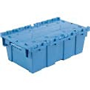 Global Industrial Distribution Container With Hinged Lid, 19-5/8x11-7/8x7, Blue