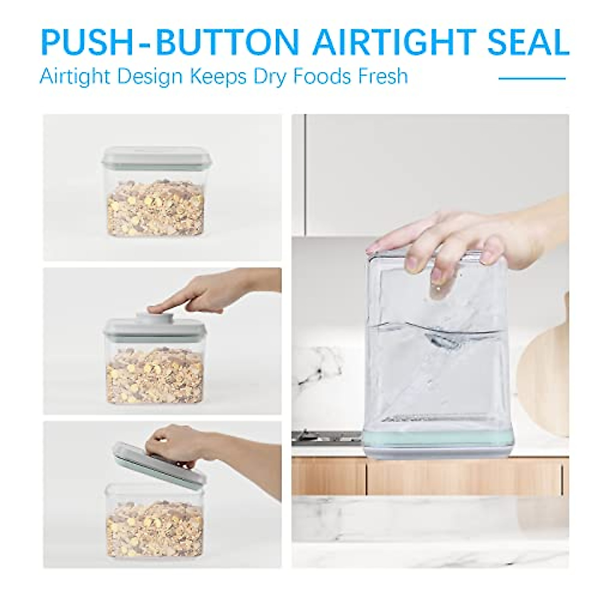 QGCVDAA 4 Pack Airtight Food Storage Containers with Lids, Pop One Button Open BPA Free Plastic Cereal Containers Storage for Kitchen Pantry Organization for Cereal, Flour, Coffee, Sugar