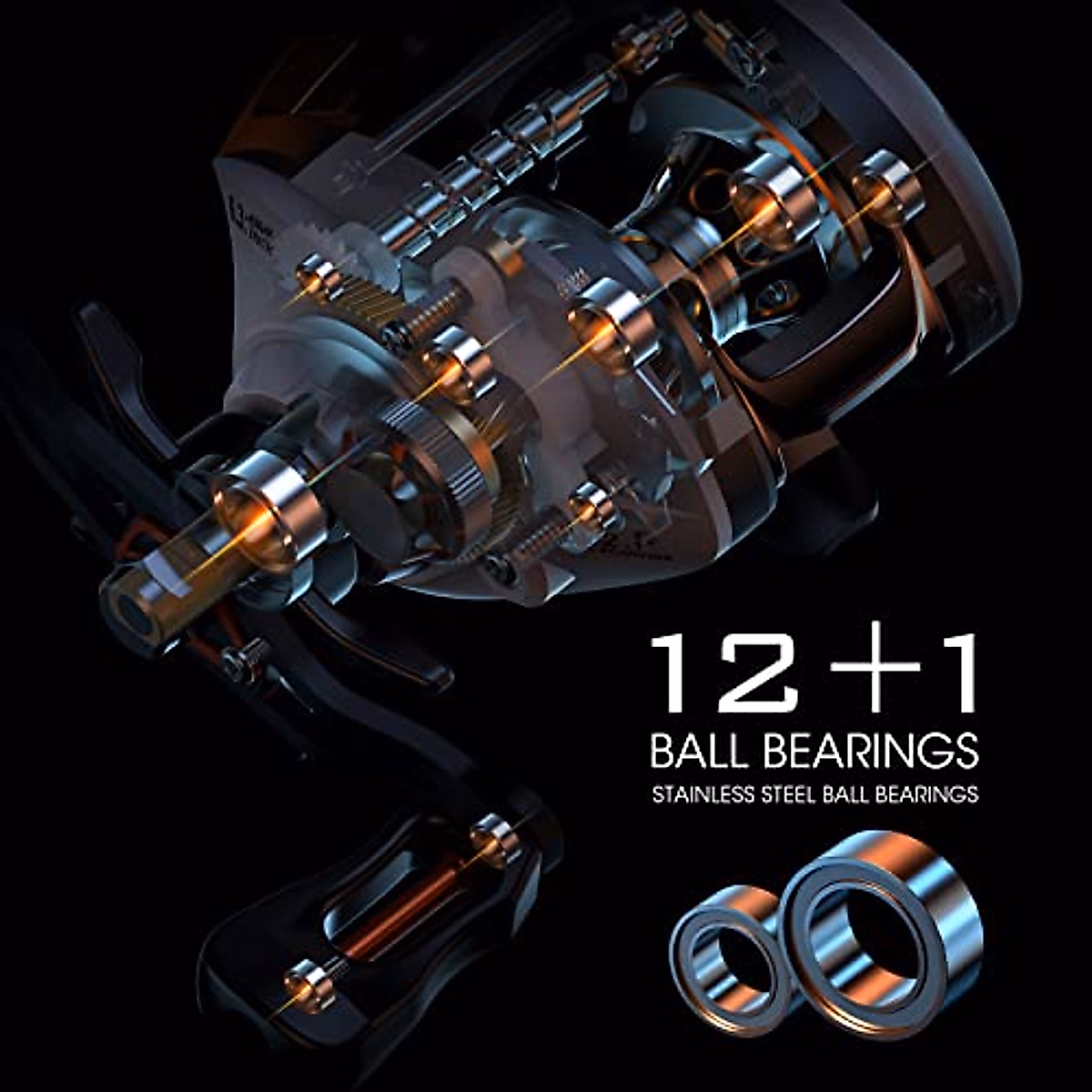 Lixada Fishing Reels Baitcasting Compact Baitcaster Fishing Reel Super Smooth with 27.6LB Carbon Fiber Drag 12+1Ball Bearings 6.3:1 Gear Ratio High Speed Reel for Fishing Saltwater Freshwater