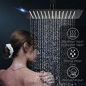 SR SUN RISE 12 Inch Rain Shower Head 304 Stailess Steel Matte Black High Pressure Rainfall Showerhead Water Saving